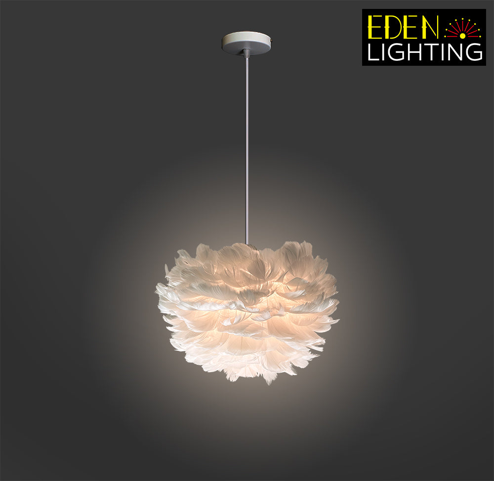 Pendant light White feather 8002-300mm – Eden Lighting